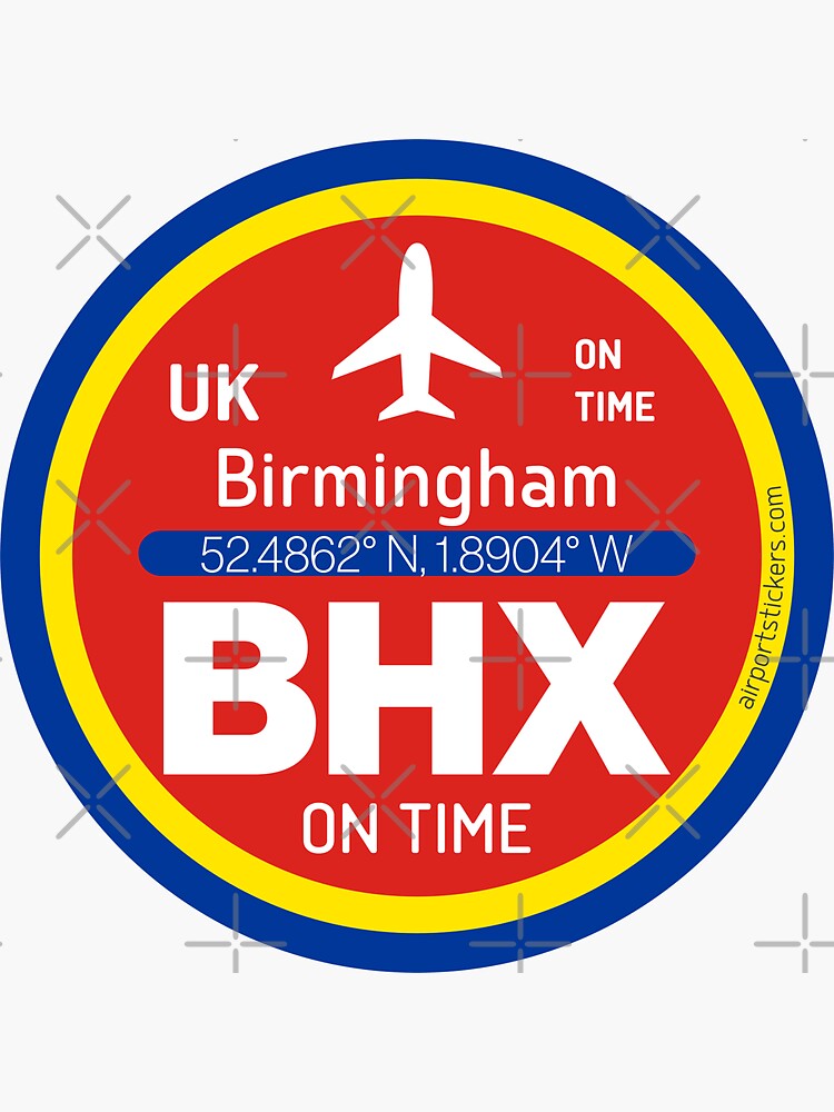 "UK, BHX, Birmingham, airport." Sticker for Sale by Aviators | Redbubble