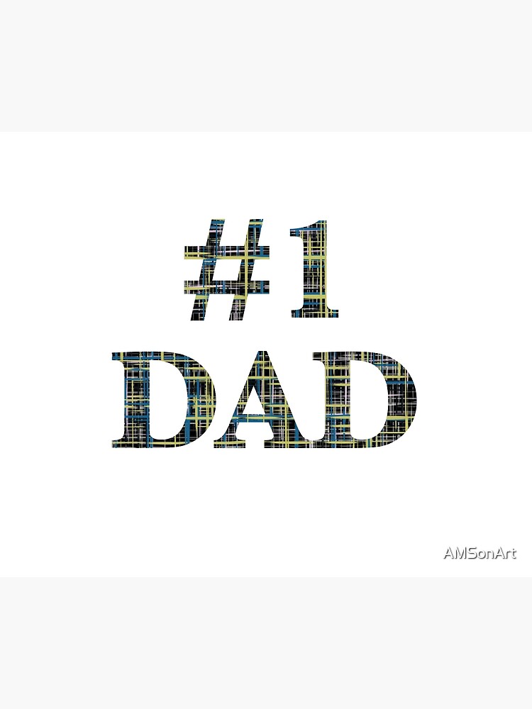 "Number 1 Dad Black Background with Yellow Grid" Photographic Print by ...