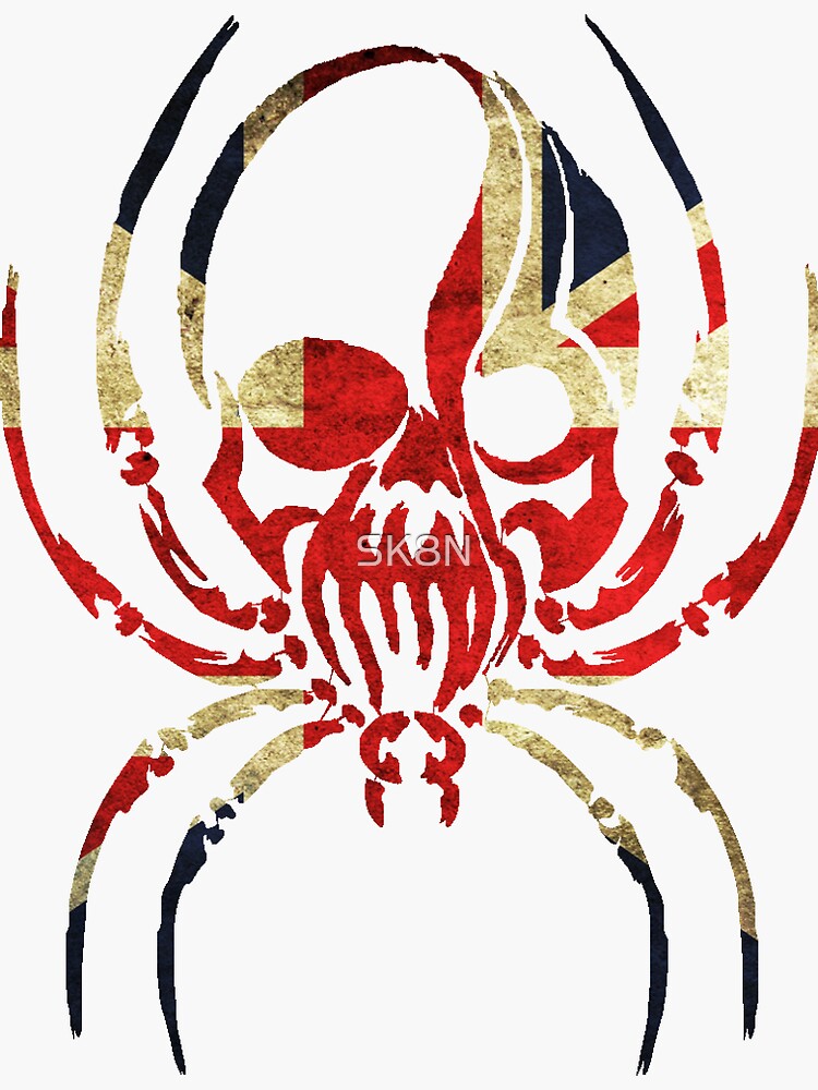 "BRITISH SPIDER SKULL FLAG " Sticker by SK8N | Redbubble