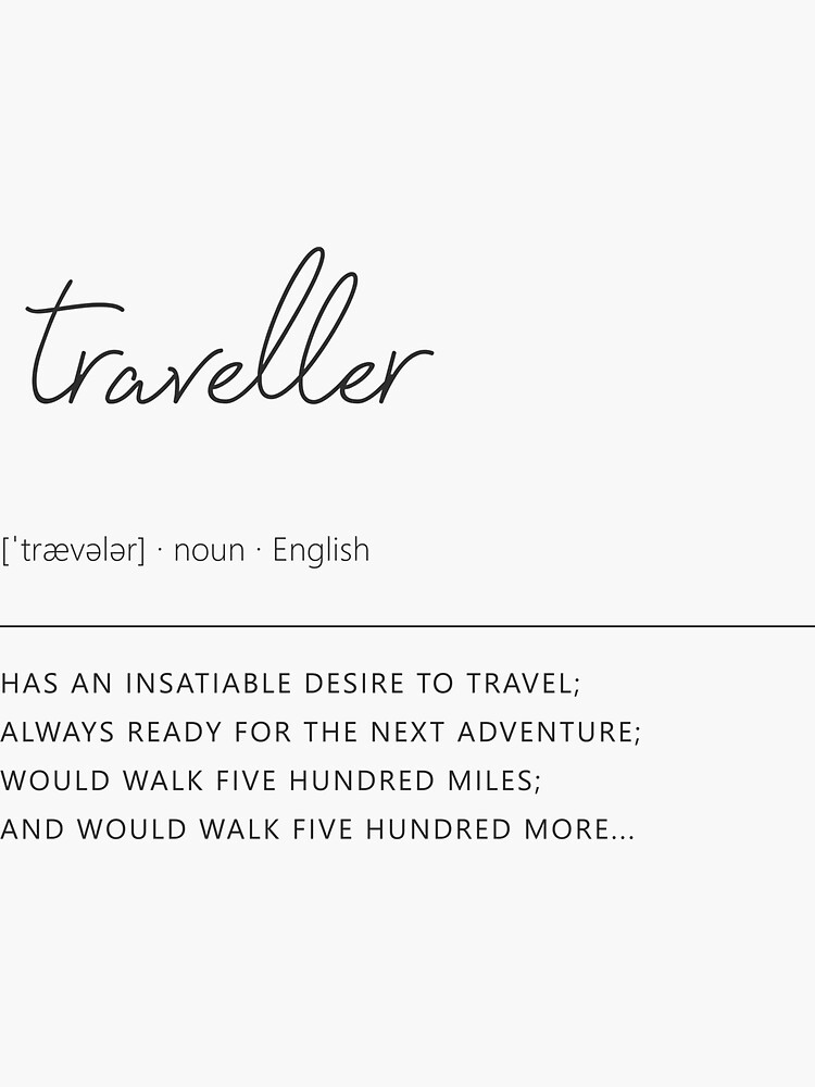 "Definition Traveller" Sticker for Sale by hahodesign | Redbubble