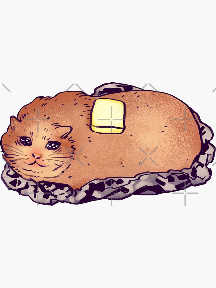 "I draw sad baked butter potato cat meme" Sticker for Sale by RansRoom ...