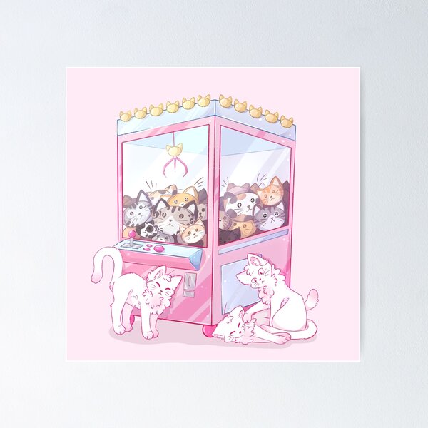 "Kawaii Cat Claw Machine" Poster for Sale by averiillustrate | Redbubble