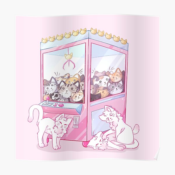 "Kawaii Cat Claw Machine" Poster for Sale by averiillustrate | Redbubble