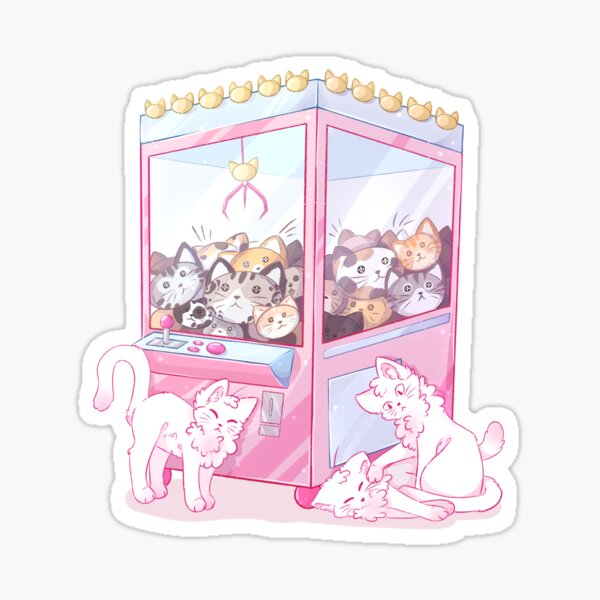 "Kawaii Cat Claw Machine" Sticker for Sale by averiillustrate | Redbubble