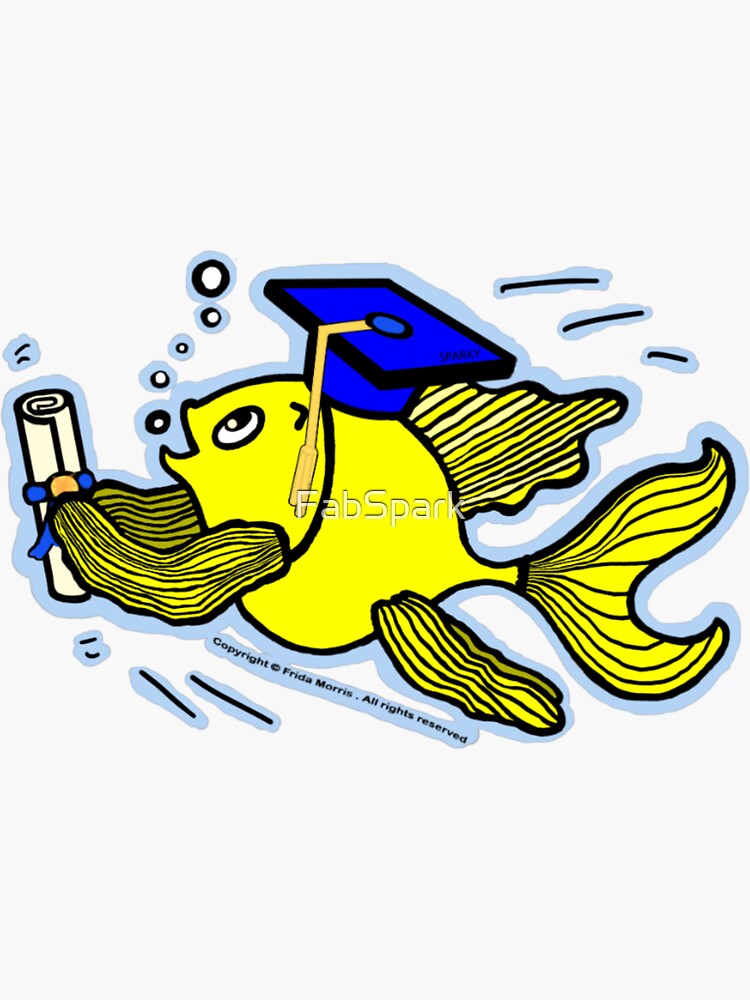 "Graduation Fish" Sticker for Sale by FabSpark | Redbubble