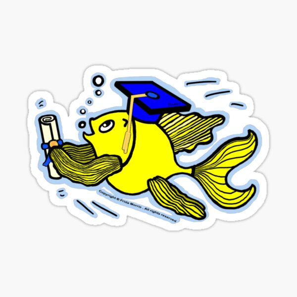 "Graduation Fish" Sticker for Sale by FabSpark | Redbubble