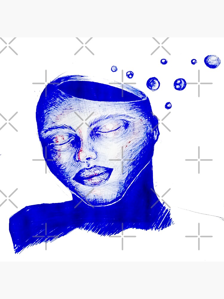 "sleepy open head blue ballpoint pen design " Sticker for Sale by ...