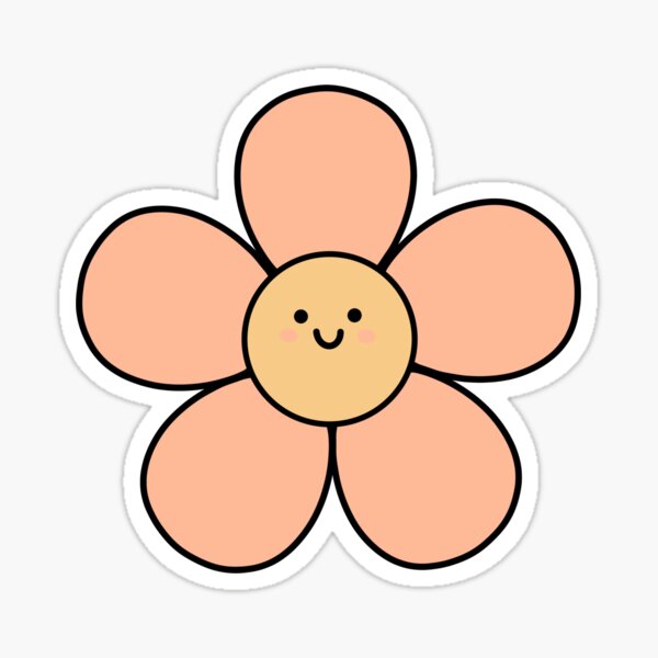 "Peach Smiley Flower" Sticker for Sale by hollyxue | Redbubble