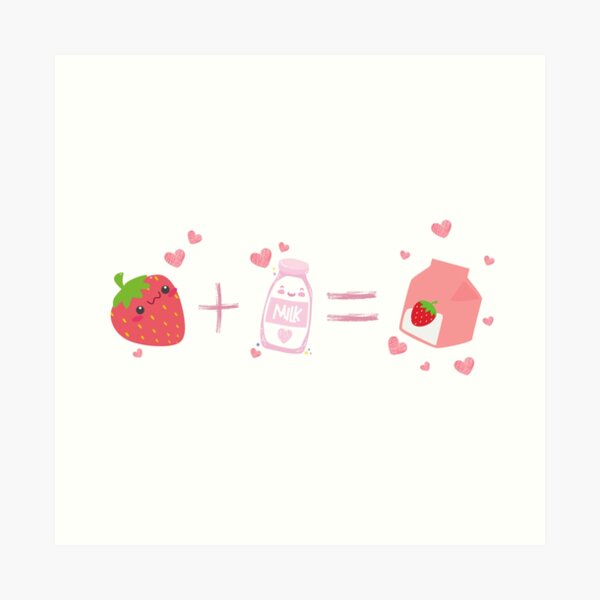 "Strawberry Milk" Art Print by D3signByH3art | Redbubble