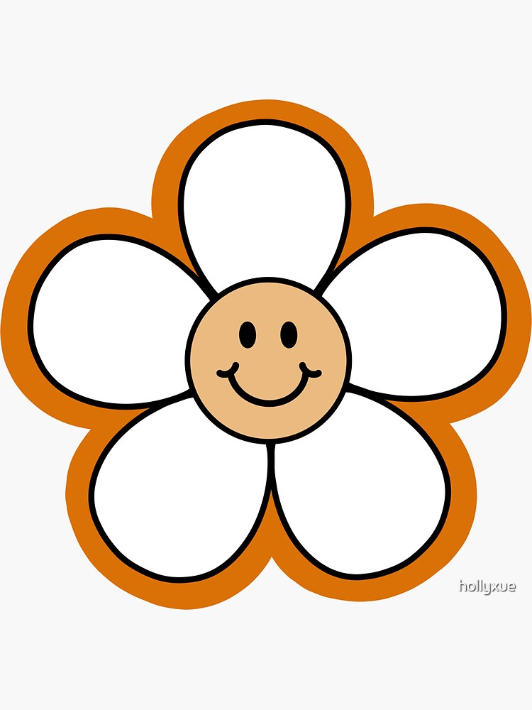 "Burnt Orange Smiley Flower" Sticker for Sale by hollyxue | Redbubble