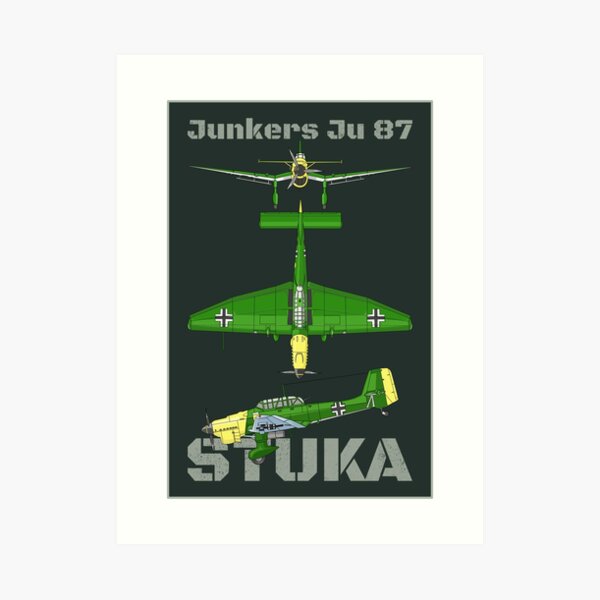 "Stuka Ju 87 Dive Bomber German WW2 Plane Diagram Gifts" Art Print for ...