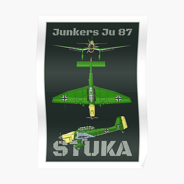 "Stuka Ju 87 Dive Bomber German WW2 Plane Diagram Gifts" Poster for ...