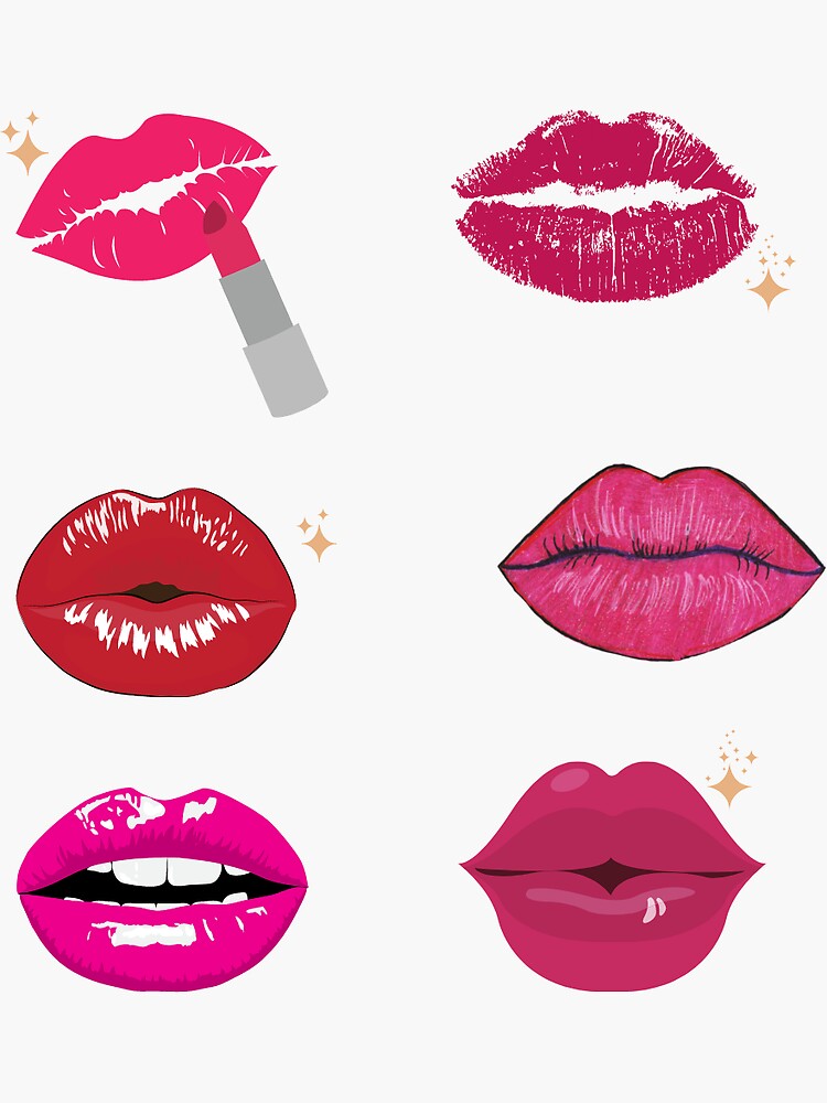 "Lip Lipstick Sticker Pack" Sticker for Sale by AmyGallery | Redbubble