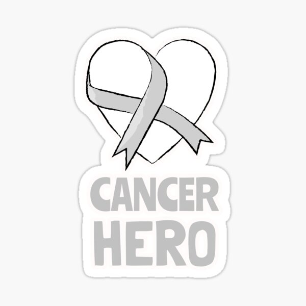 "Cancer Hero, Gray Ribbon, Brain Cancer awareness" Sticker for Sale by ...