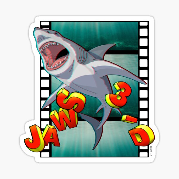 "Jaws 3-D" Sticker for Sale by CFouldsArt | Redbubble