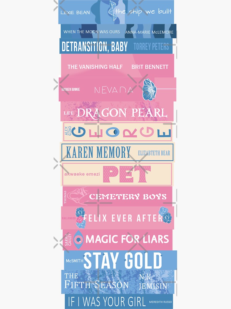 "Trans Pride Book Stack" Sticker for Sale by cassiopxia | Redbubble