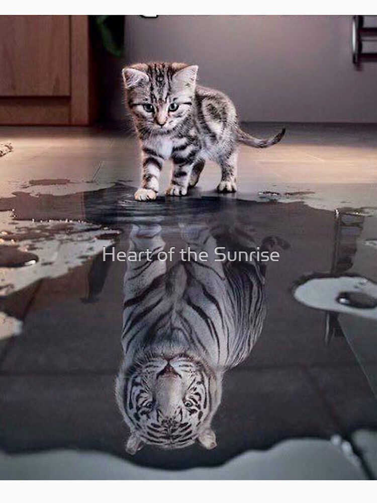 "Believe in Yourself- Kitten Tiger Puddle Mirror Reflection" T-shirt ...