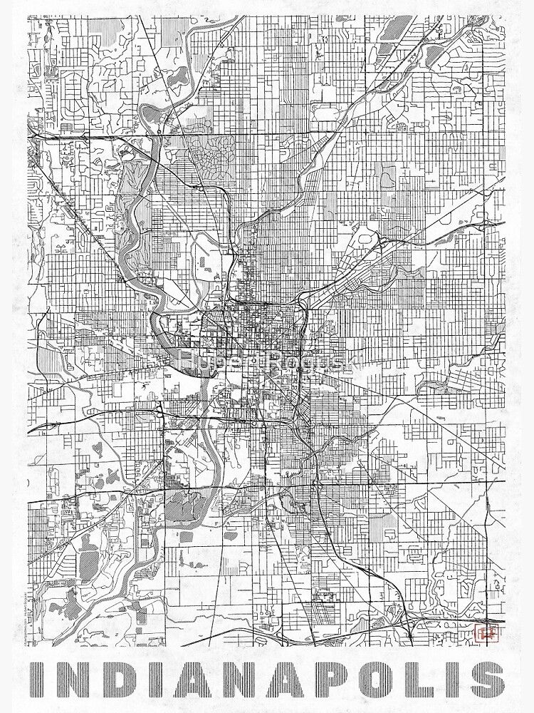 "Indianapolis Map Line" Poster by HubertRoguski | Redbubble