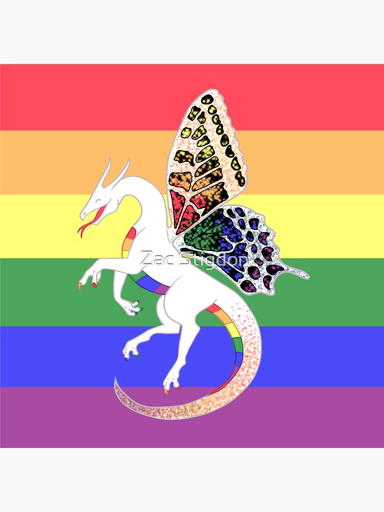 "LGBTQ Pride Fae Dragon With Flag" Sticker for Sale by stupidmasky ...