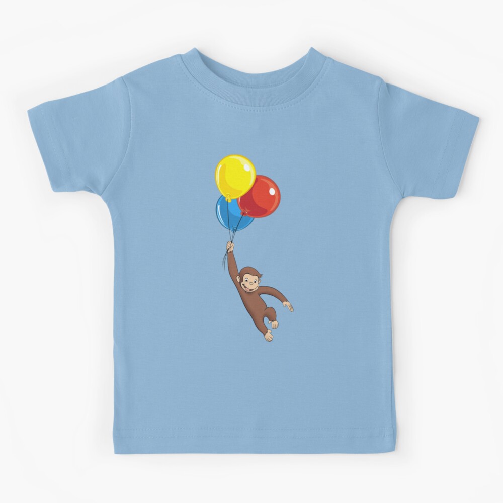 "Curious George with balloons" Kids T-Shirt for Sale by monkey-merch ...
