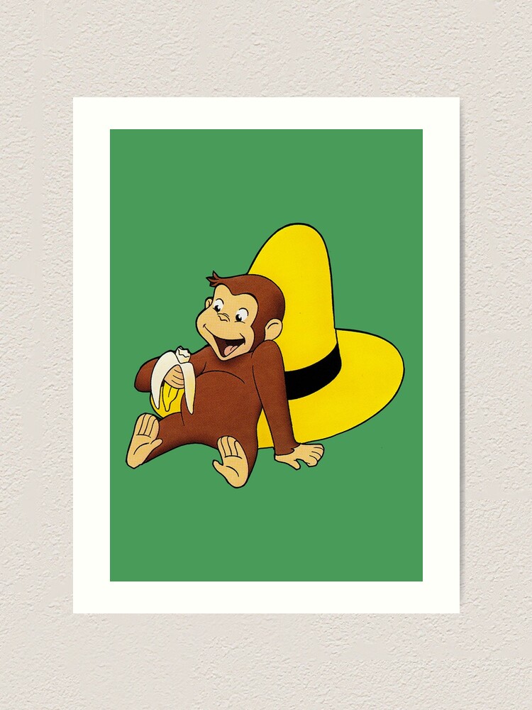 "Curious George and the big yellow hat" Art Print for Sale by monkey ...