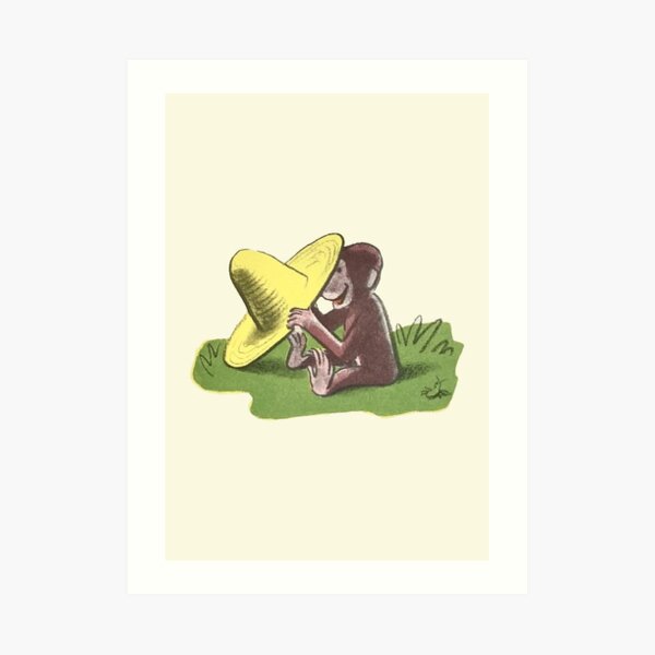 "Curious George and the big yellow hat" Art Print by monkey-merch ...