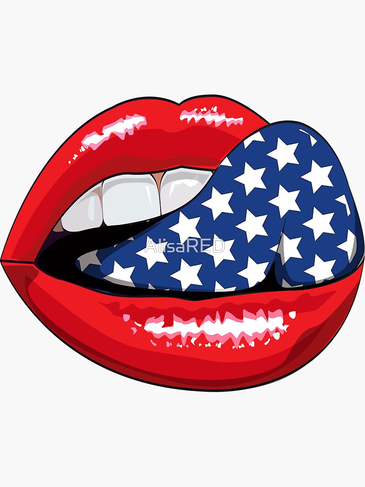 "American lips." Sticker for Sale by AlisaRED | Redbubble