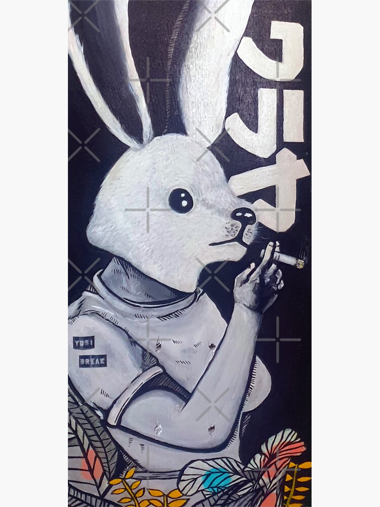 "SMOKING RABBIT YOSI BREAK JAPANESE" Sticker for Sale by aydapadi ...