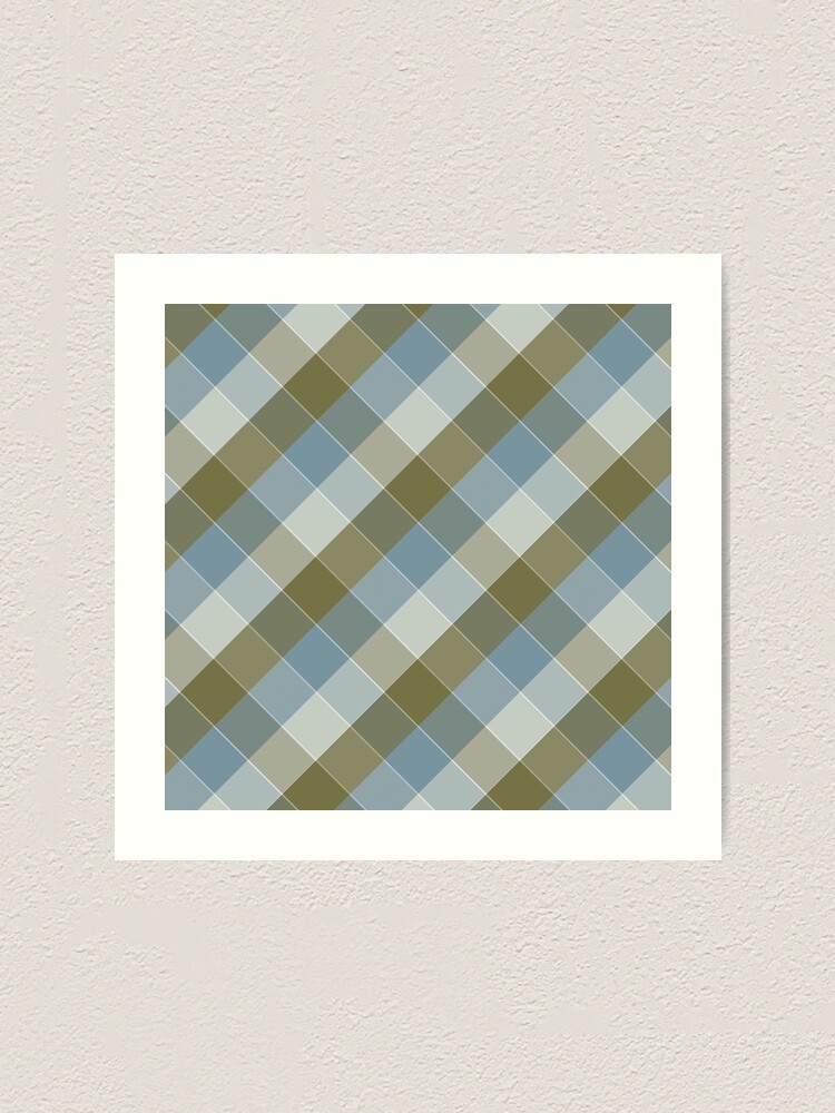 "Olive green and blue diagonal plaid" Art Print by BLMcreations | Redbubble