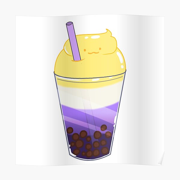 "Non Binary Pride Flag Boba (Sticker)" Poster by LeafAnimations | Redbubble