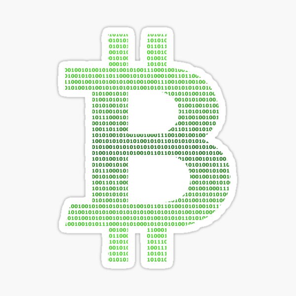 "Bitcoin binary" Sticker by MrEmanDesigns | Redbubble