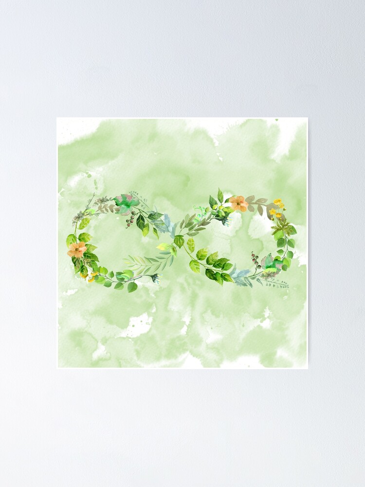 " FLORAL INFINITY SYMBOL ARTWORK with green watercolour background - BY ...