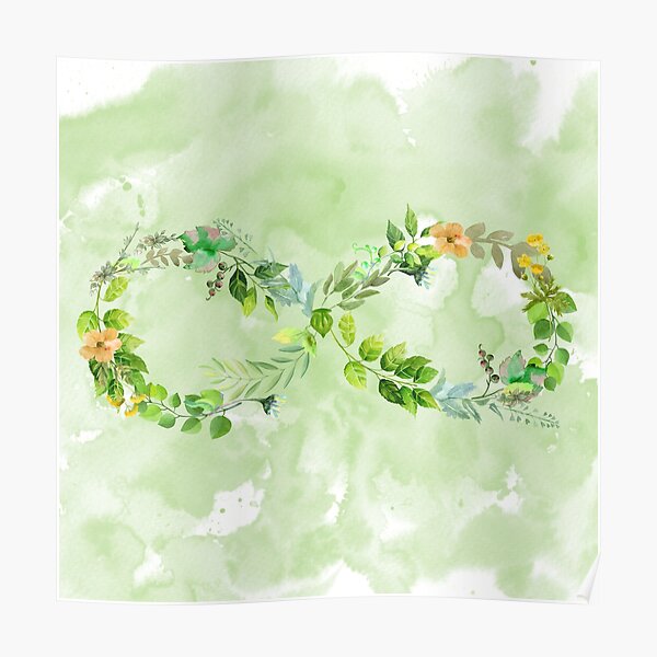 " FLORAL INFINITY SYMBOL ARTWORK with green watercolour background - BY ...
