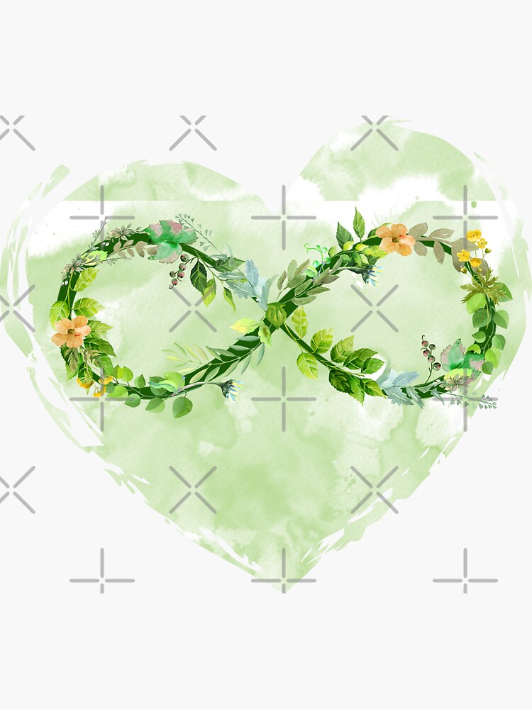 " FLORAL INFINITY SYMBOL ARTWORK with green watercolour background - BY ...