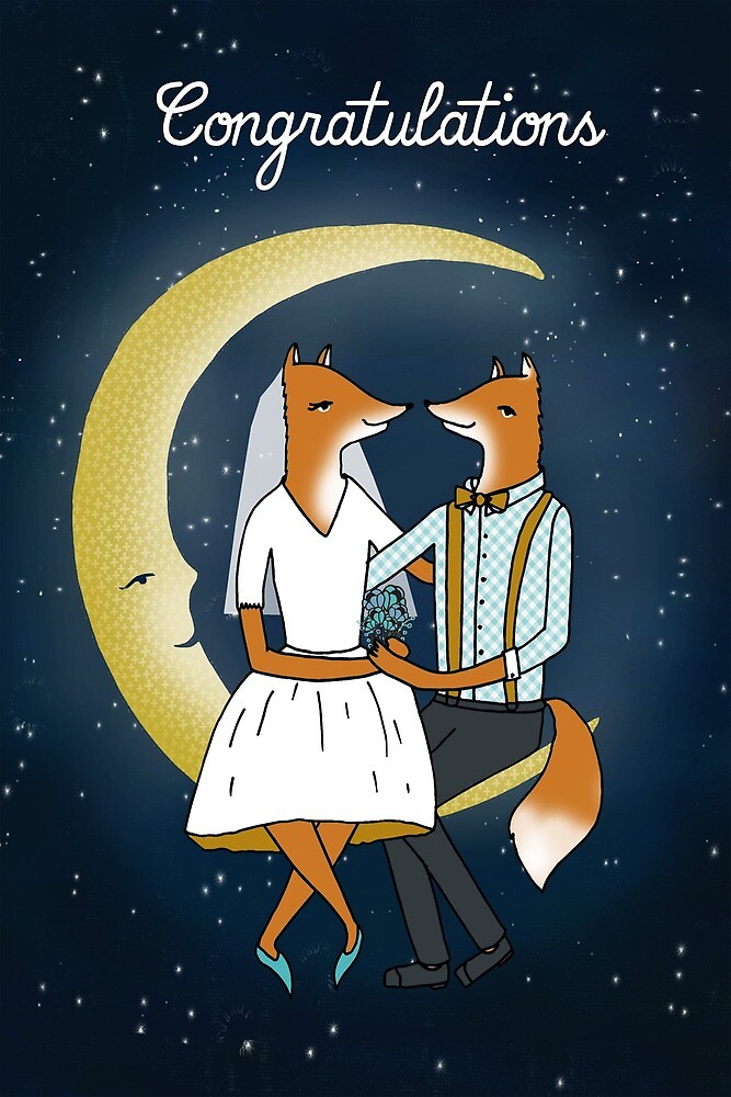 "Congratulations - Wedding Foxes Card" by Paper Sparrow | Redbubble