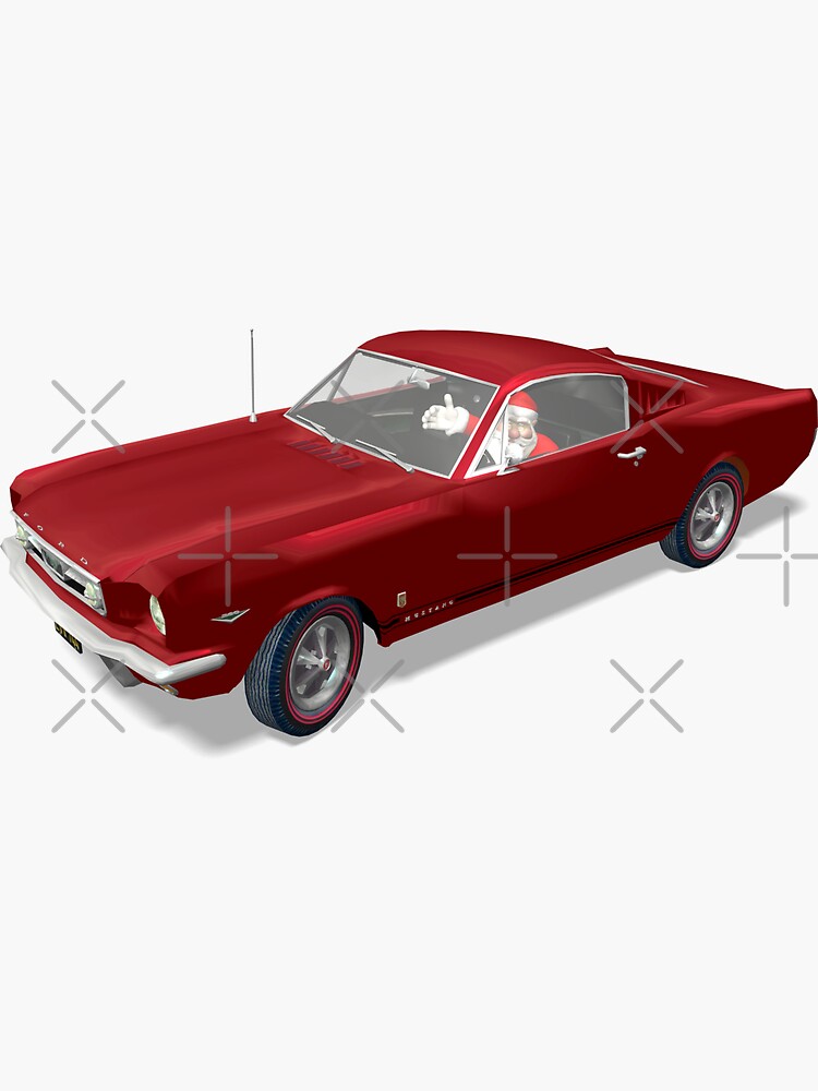 "Santa Claus Driving Ford Mustang" Sticker by Mythos57 | Redbubble