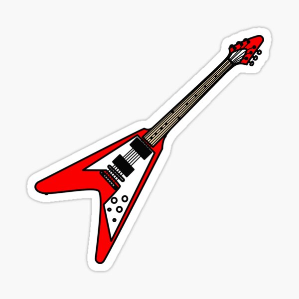 "Flying V Guitar - Vintage Electric Guitar Illustration " Sticker for ...