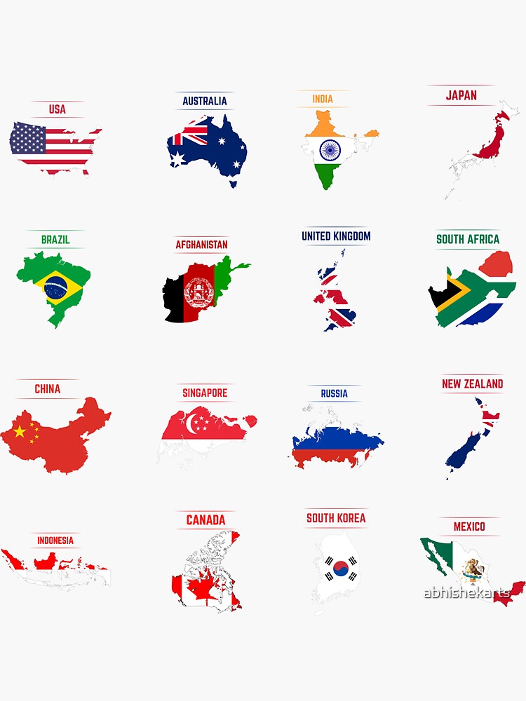 "Country with flag collection" Sticker for Sale by abhishekarts | Redbubble