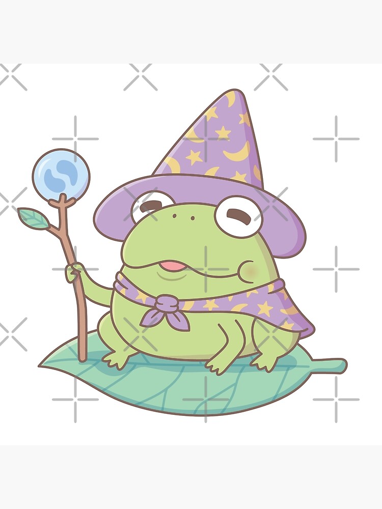 "Cute Frog Wizard Magician With Magic Staff" Art Print by rustydoodle ...
