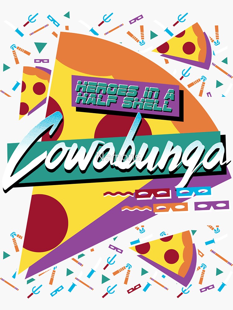 "Cowabunga - Retro 90's Pattern - Ninja Turtles - Skateboard " Sticker ...