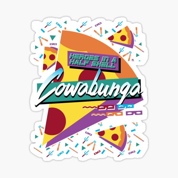"Cowabunga - Retro 90's Pattern - Ninja Turtles - Skateboard " Sticker ...