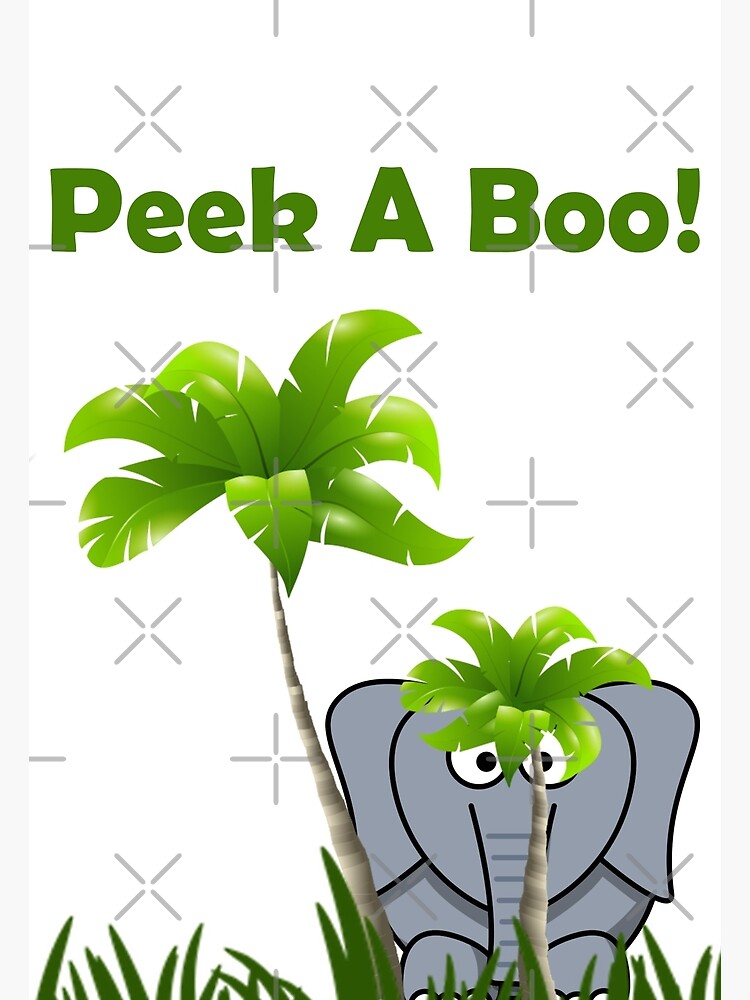 "Cute elephant hiding behind tree playing peek a boo. Baby elephant ...
