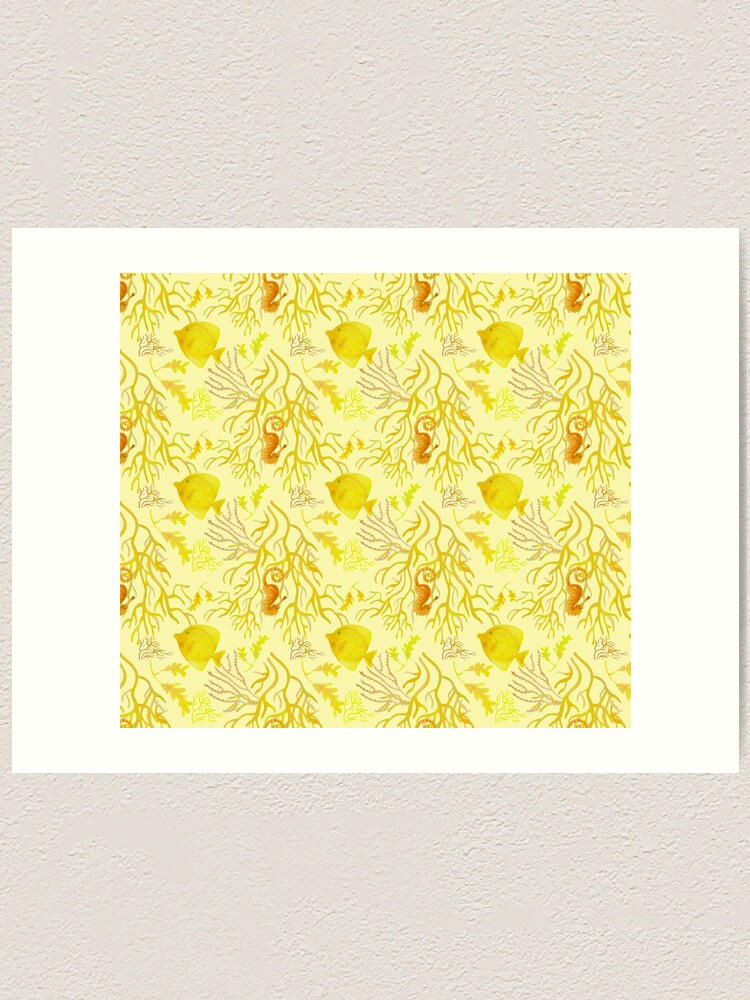 "Yellow fish pattern light yellow" Art Print for Sale by AgniArt ...