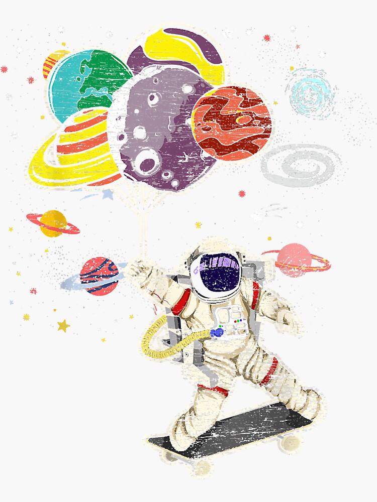 "Planets Skater Outer Space Science Skateboarding Astronaut" Sticker ...
