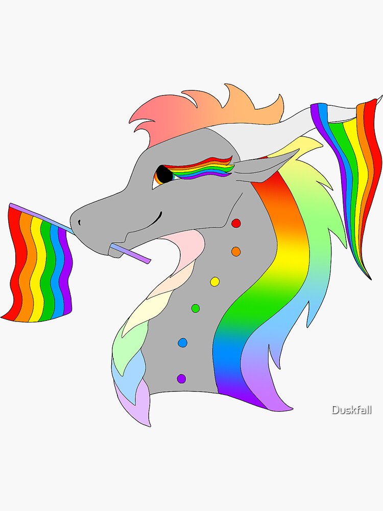"LGBTQ+ Pride Dragon" Sticker by Duskfall | Redbubble