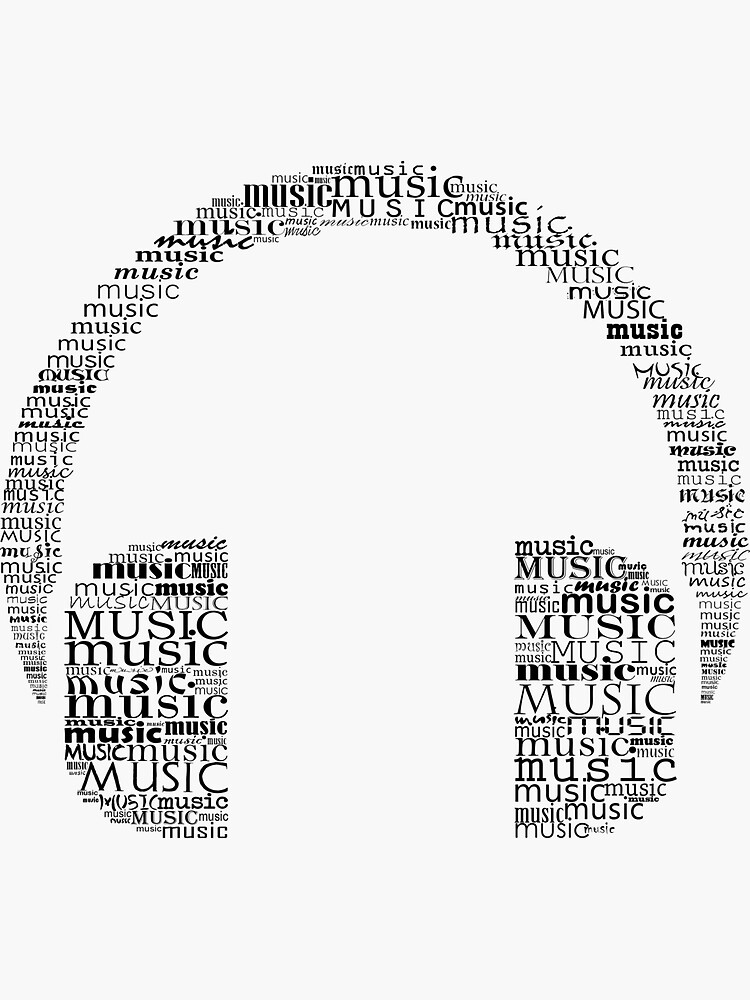 "Typographic Headphone" Sticker for Sale by adiosmillet | Redbubble