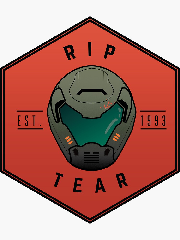 "Doom Guy Helmet - RIP TEAR" Sticker for Sale by jonathandavito | Redbubble