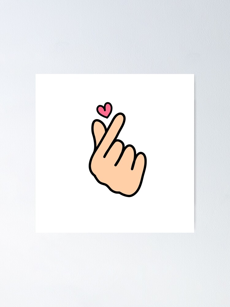 "Korean Mini Heart Hand Gesture with Pink Heart" Poster for Sale by ...