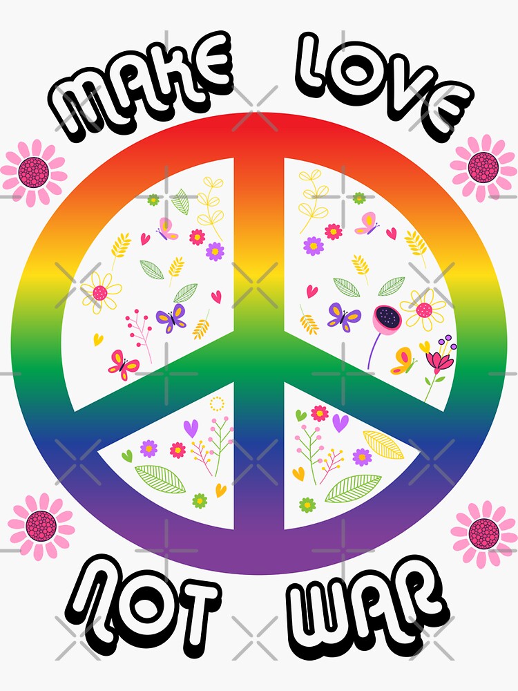 "Gay Pride Month LGBT rainbow flag Hippie Peace" Sticker for Sale by ...