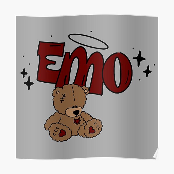 "emo teddy bear in red and brown" Poster for Sale by y2kdiariesbyliz ...